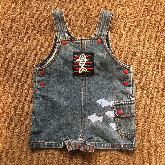 Unbranded | Bottoms | Vintage Baby Boy Blue Denim Snap Overalls 36 ...